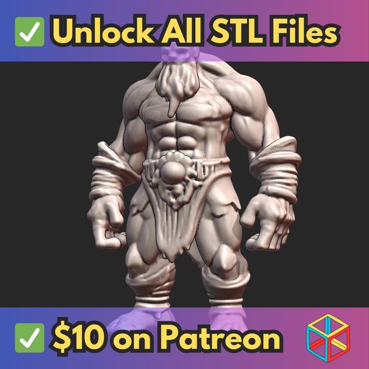 3D Printable 28mm DND Fearsome Barbarian with Firm Stance Fantasy Miniature MineeForm FDM 3D ...